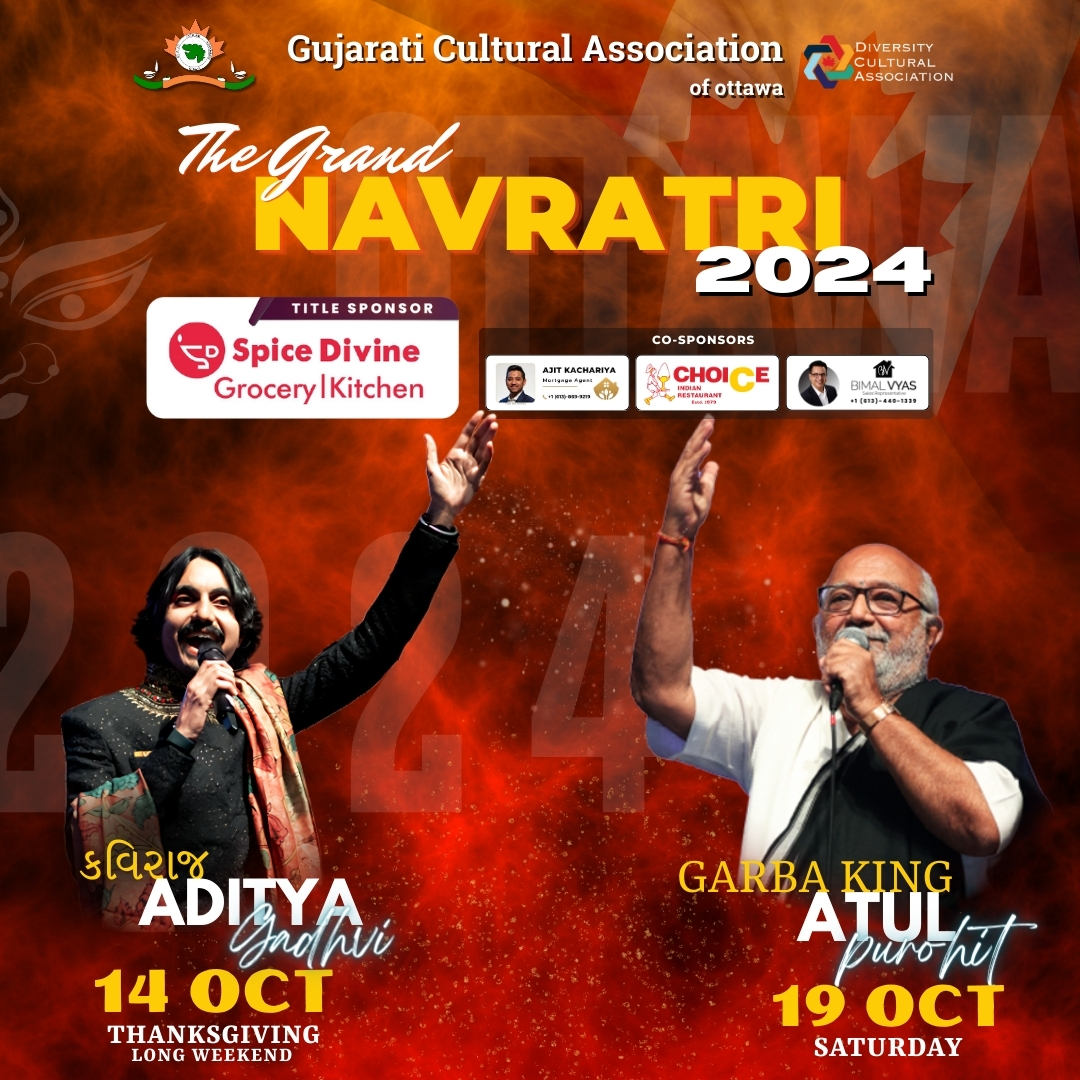 Aditya Gadhvi & Atul Purohit – Navratri 2024 - Gujarati Cultural Association of Ottawa